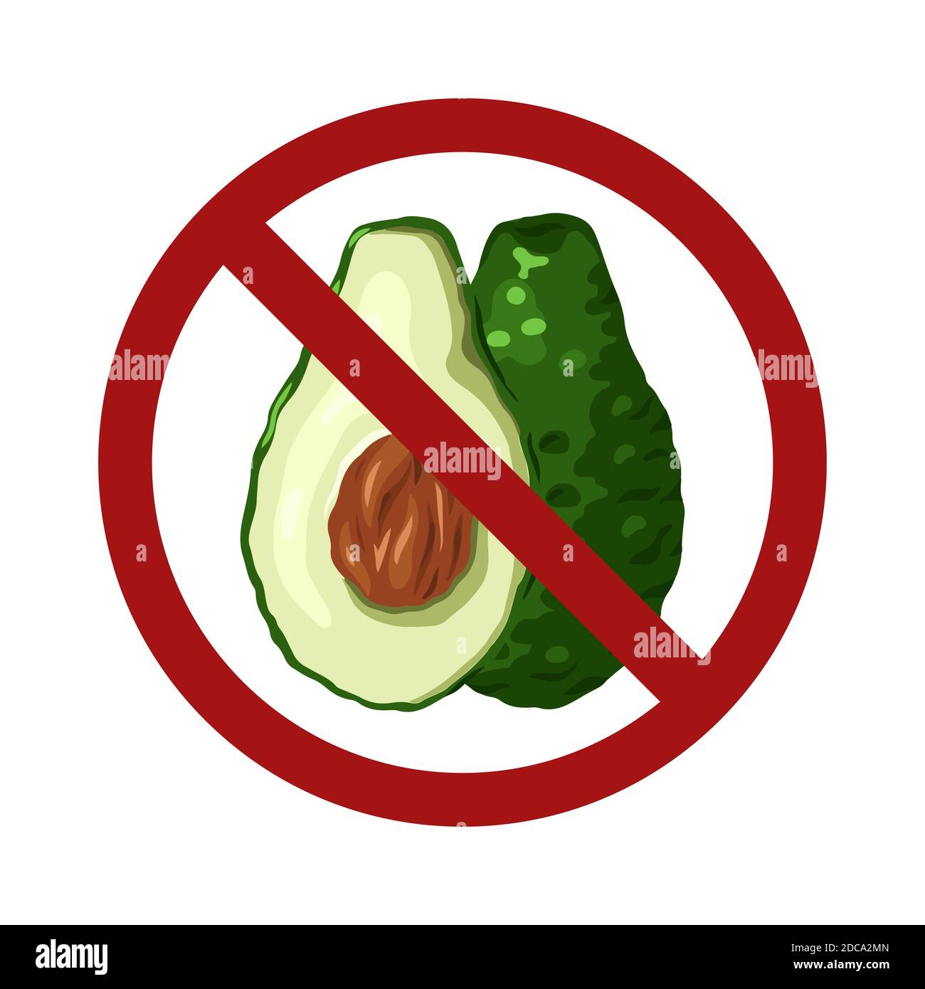 Cartoon illustration of avocado in prohibition sign isolated from ...