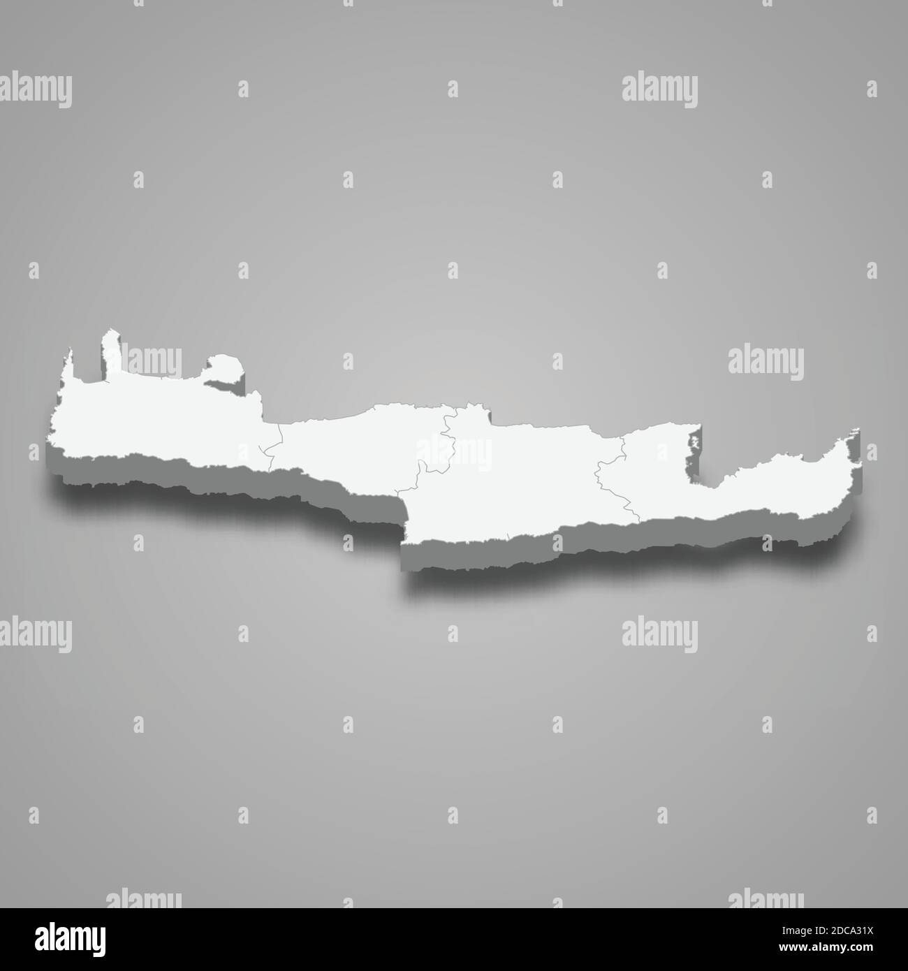 3d isometric map of Crete is a region of Greece, vector illustration ...