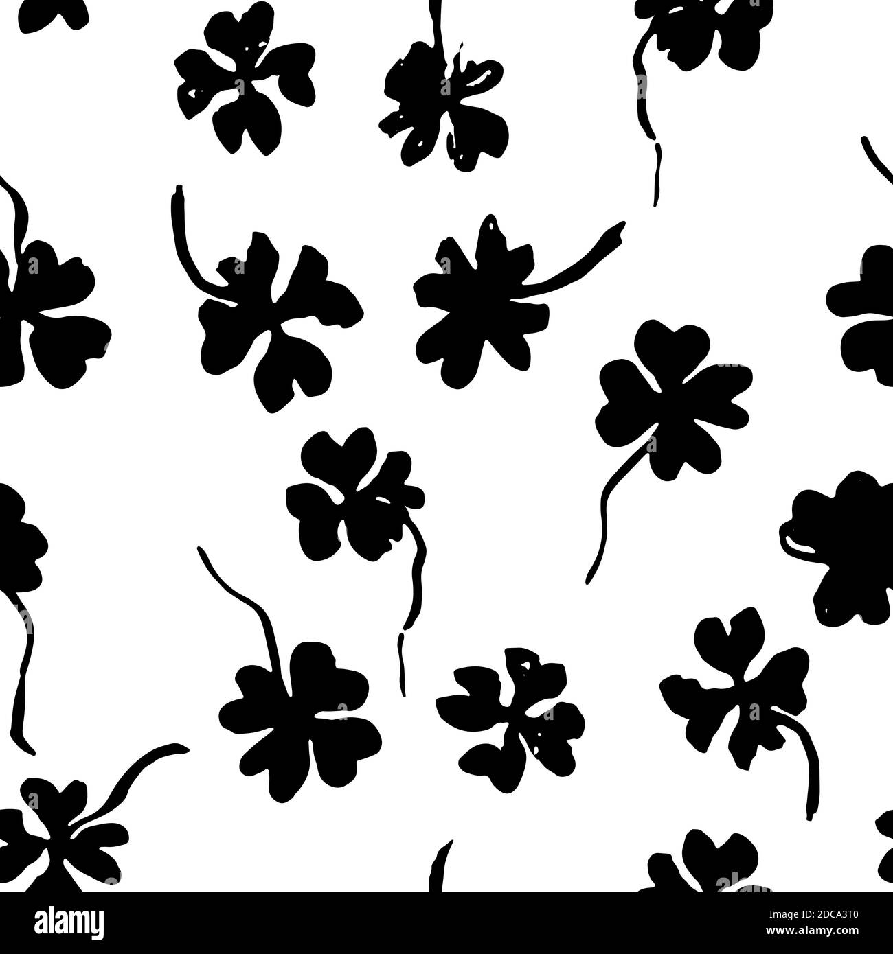 Clover seamless pattern. Grunge vector dry brush illustration Stock ...