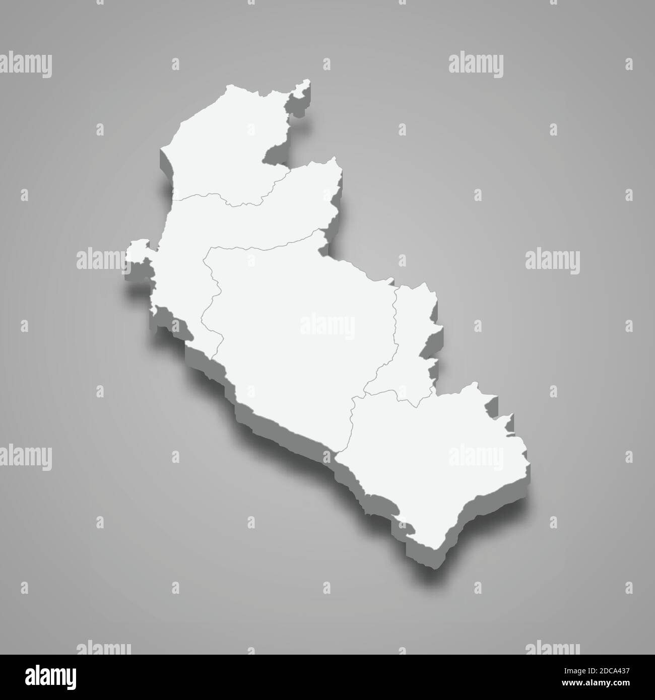 3d isometric map of Ica is a region of Peru, vector illustration Stock ...