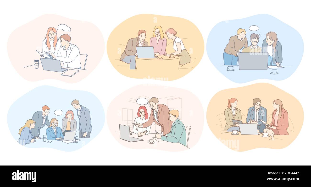 Negotiations, teamwork, brainstorming, collaboration, business ...