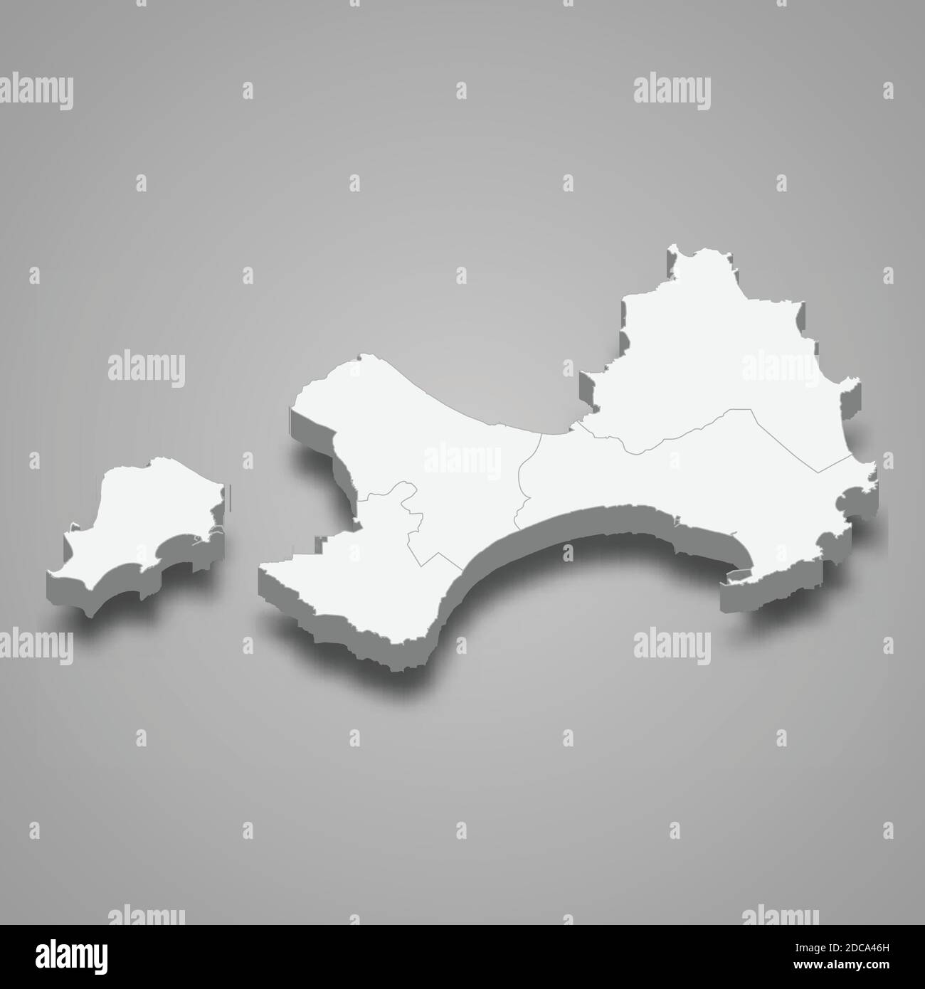 3d isometric map of Kinmen County is a region of Taiwan, vector ...