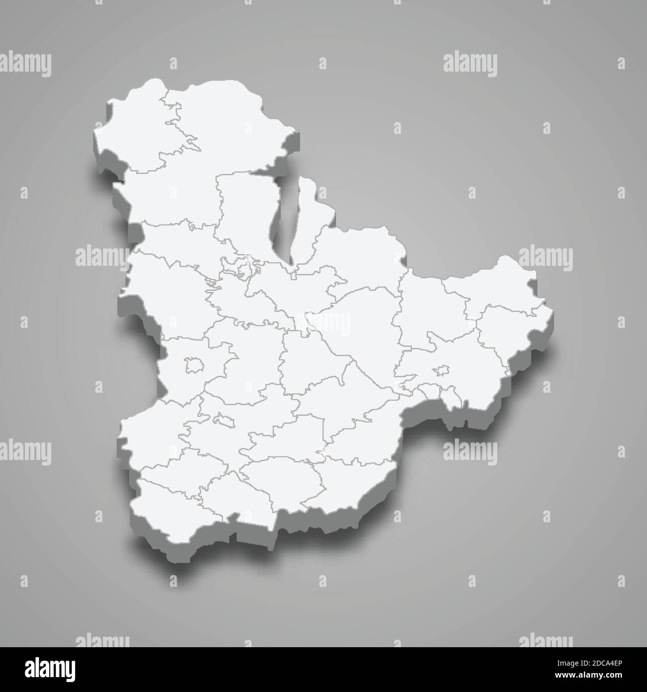 3d isometric map of Kyiv oblast is a region of Ukraine, vector ...