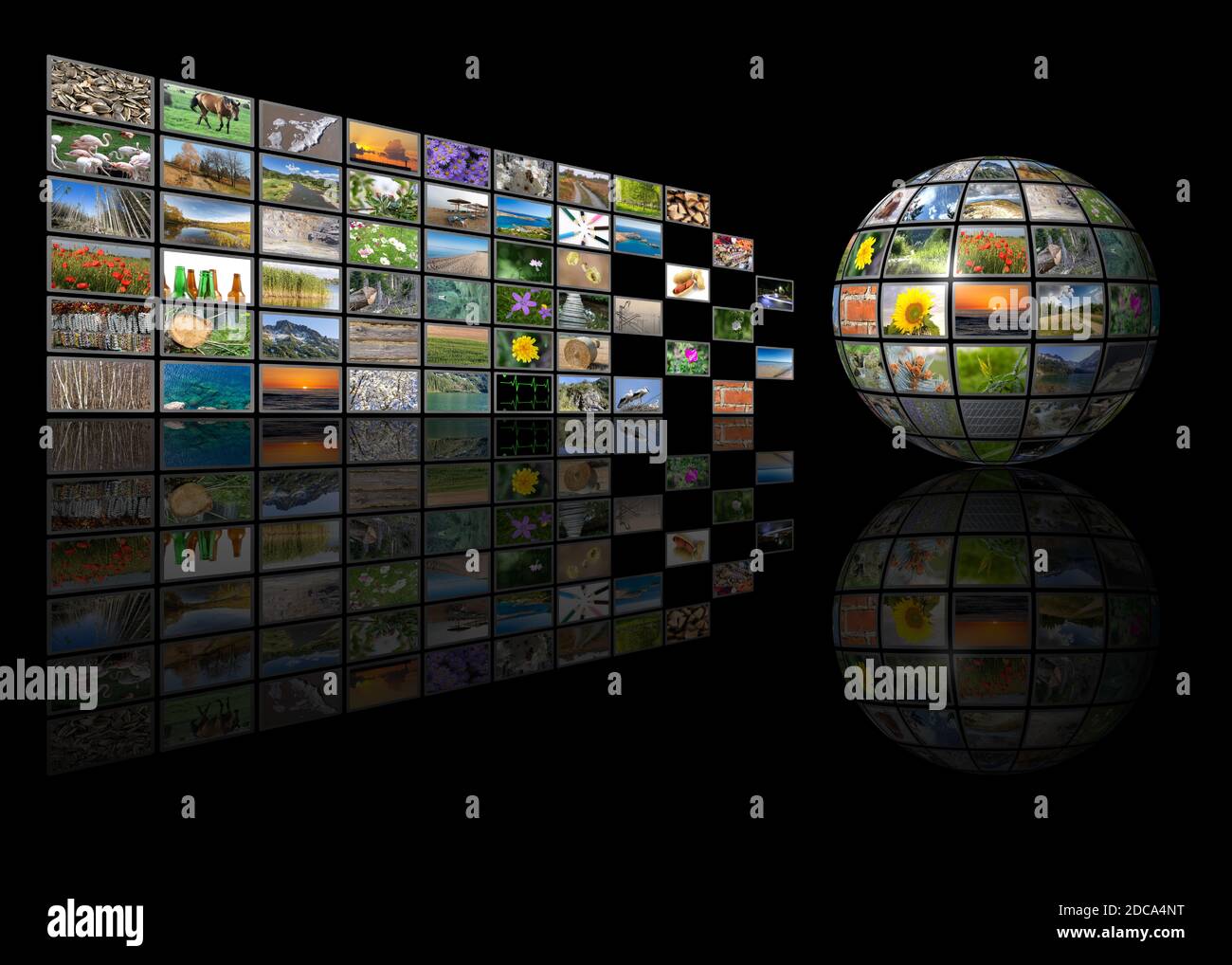 Tv news concept illustration, photo gallery collage Stock Photo - Alamy