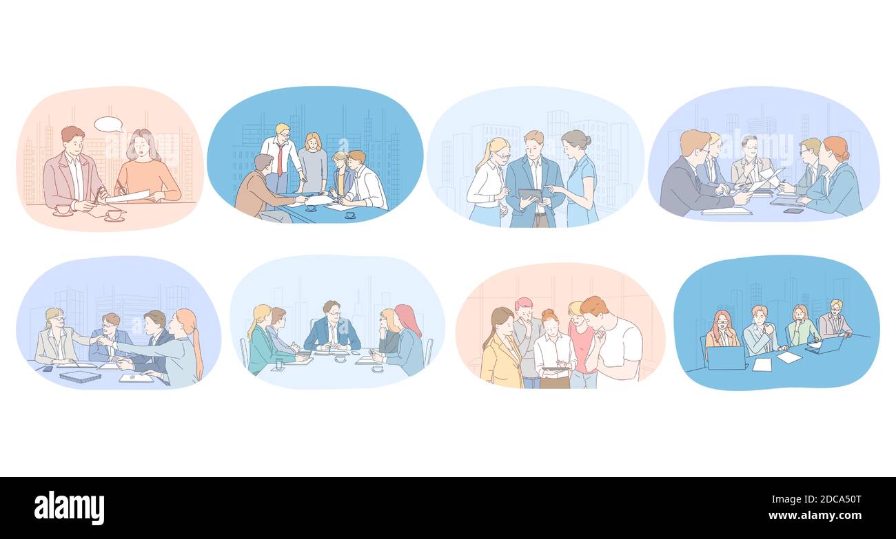Communication, business, teamwork, brainstorming, presentation ...