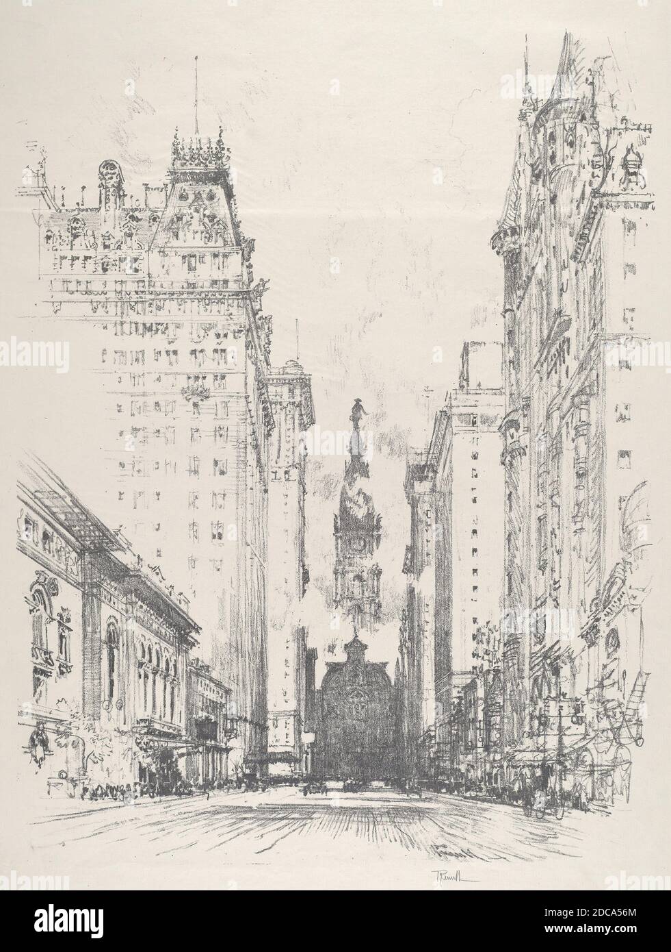 Joseph Pennell, (artist), American, 1857 - 1926, Looking up Broad ...