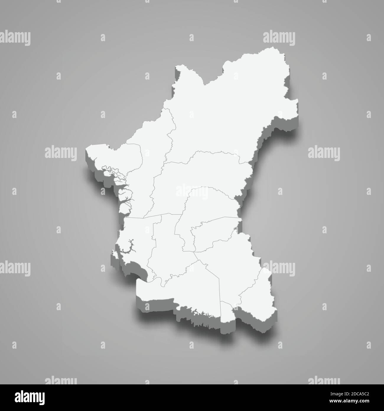 3d isometric map of Perak is a state of Malaysia, vector illustration ...