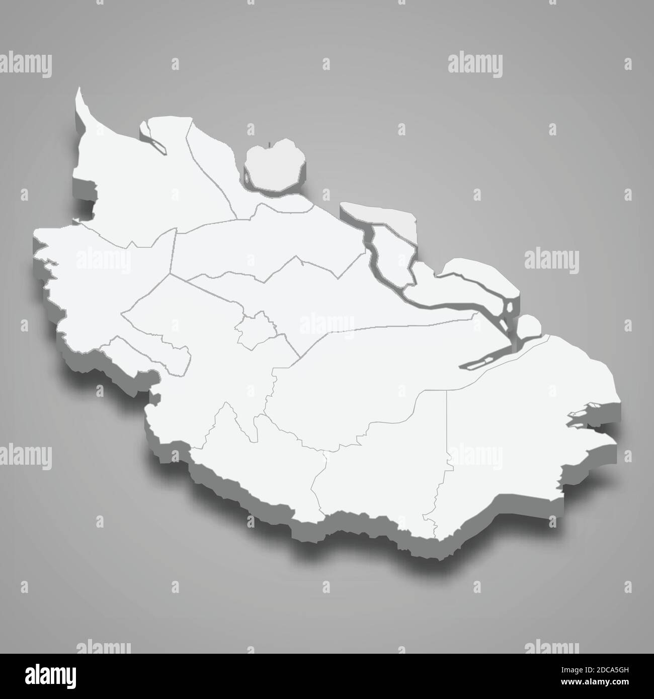 3d isometric map of Riau is a province of Indonesia, vector ...