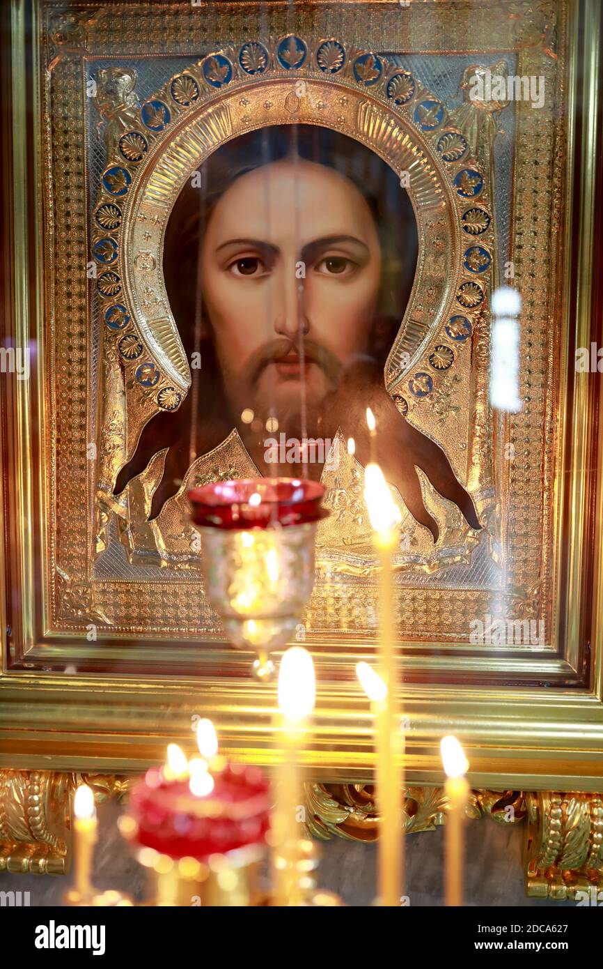 Icon of Jesus Christ in Russian Orthodox church Stock Photo - Alamy