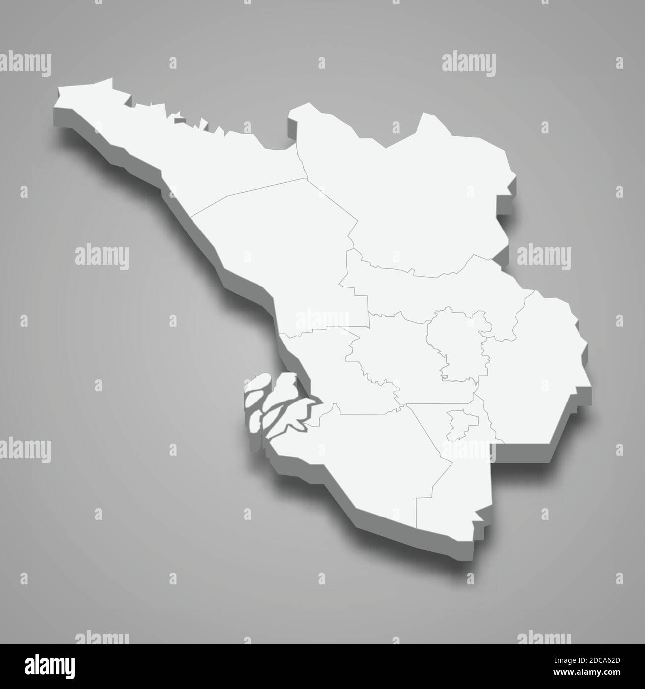 3d isometric map of Selangor is a state of Malaysia, vector ...