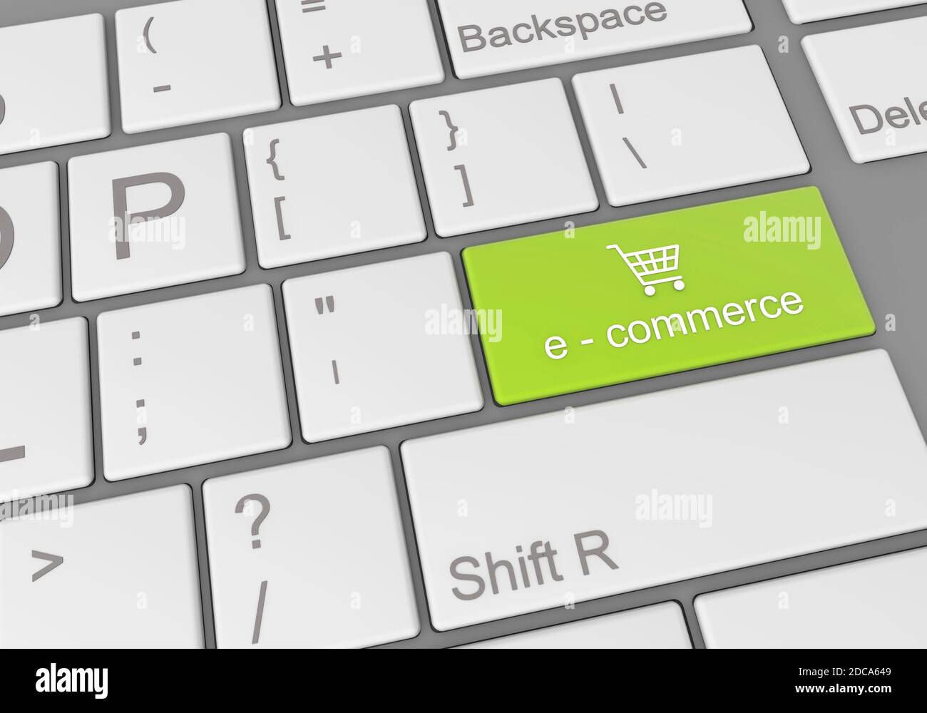 A special "e-commerce" button on a laptop keyboard Stock Photo - Alamy