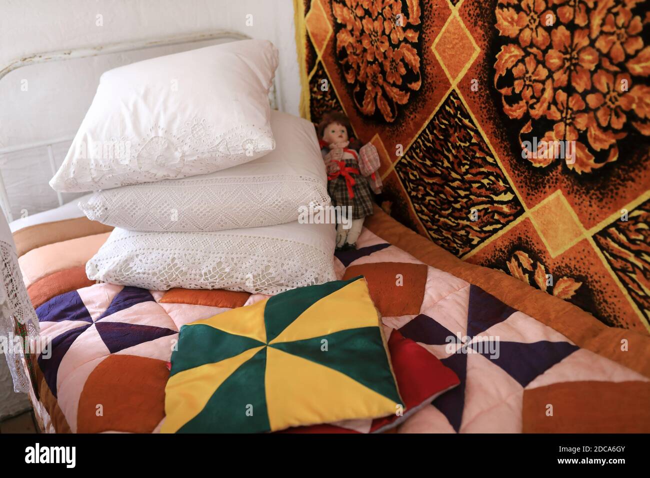 Details of rustic bedroom interior in Russia Stock Photo - Alamy