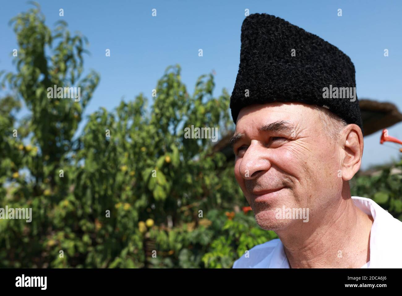 Portrait of elderly man in Russian Karakul Kubanka Cossack Hat Stock ...
