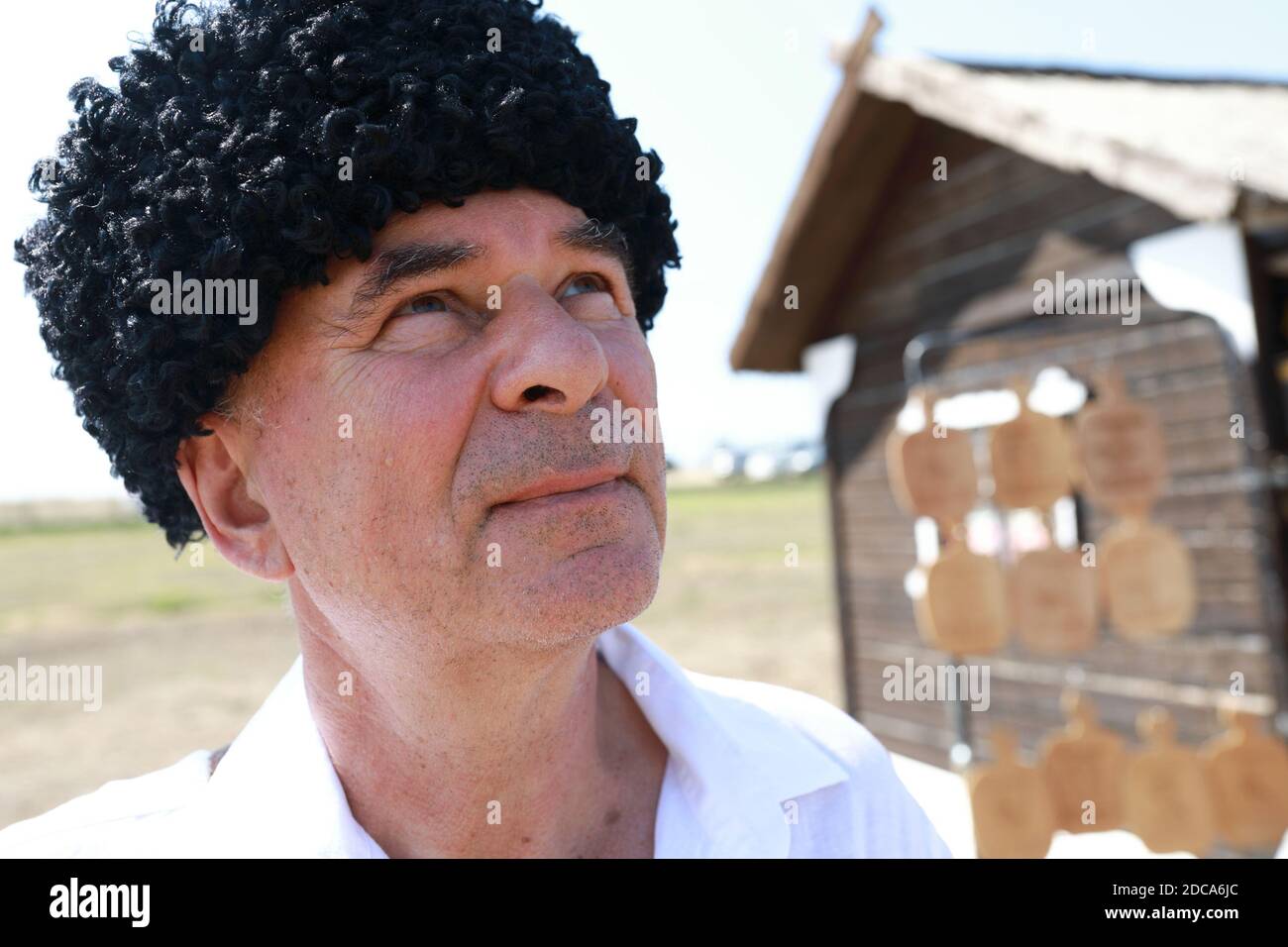 Portrait of senior man in Russian Karakul Kubanka Cossack Hat Stock ...