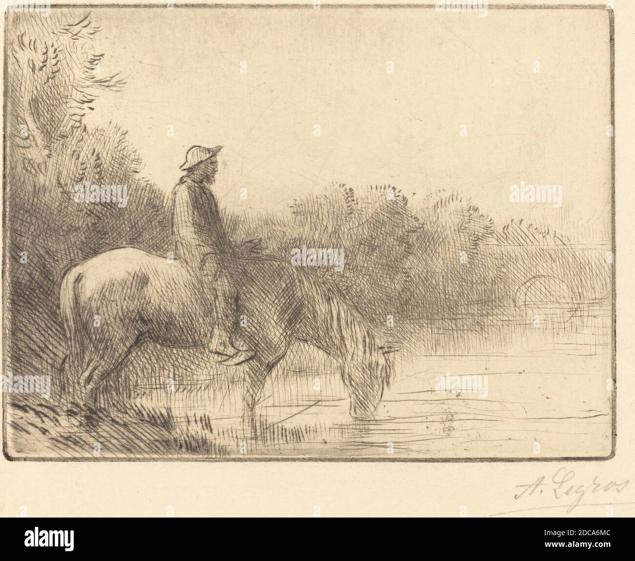 Alphonse Legros, (artist), French, 1837 - 1911, Fording a River (Le gue ...