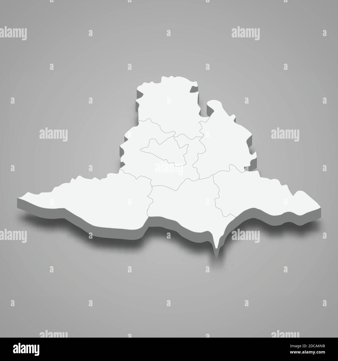 3d isometric map of South Moravia is a region of Czech Republic, vector ...