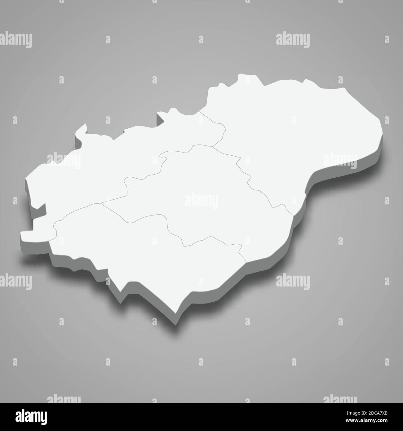 3d isometric map of Zlin is a region of Czech Republic, vector ...