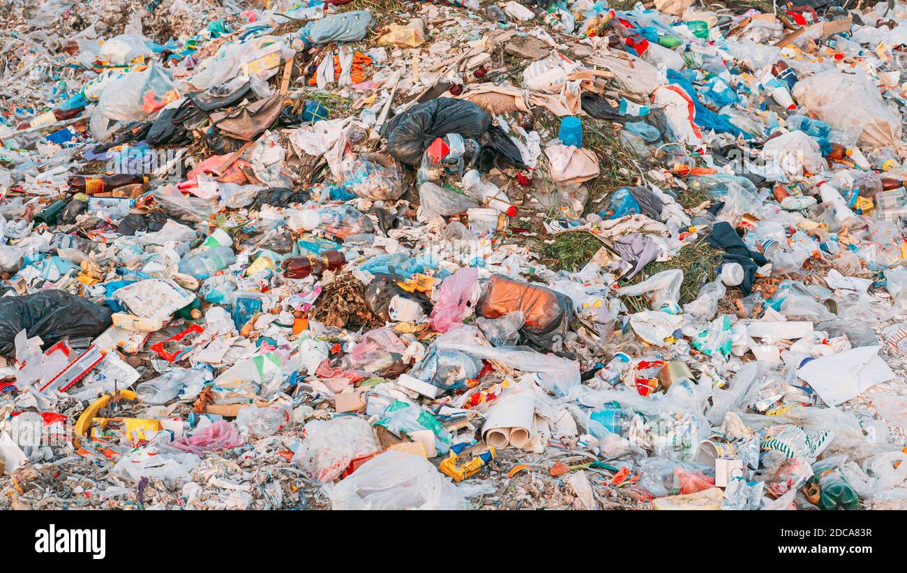 Pile Of Domestic Garbage Background. Large Heap Of Garbage Stock Photo ...