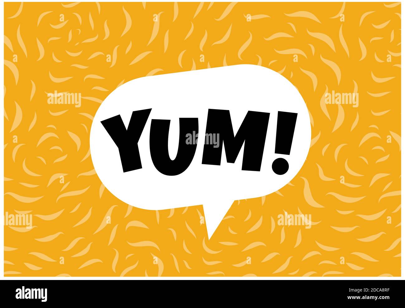 Yum text in the speech bubble. Yummy concept design doodle for print ...