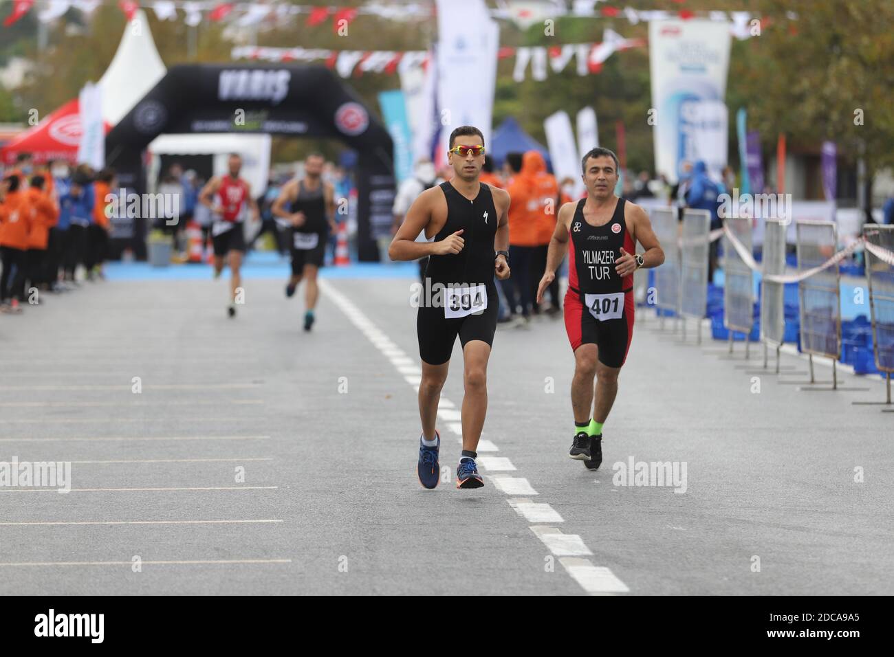 ISTANBUL, TURKEY - OCTOBER 18, 2020: Athletes competing in running ...