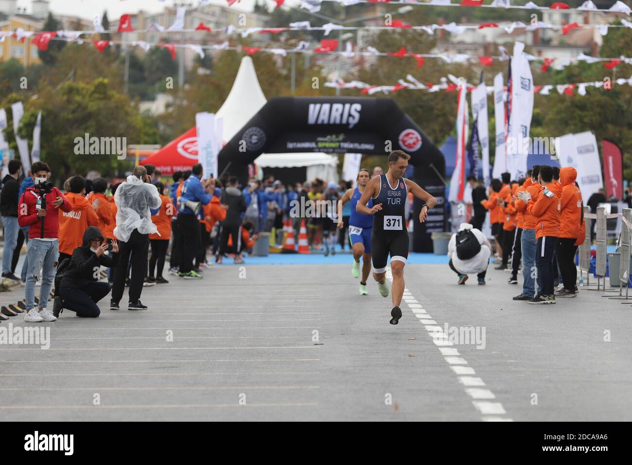ISTANBUL, TURKEY - OCTOBER 18, 2020: Athletes competing in running ...