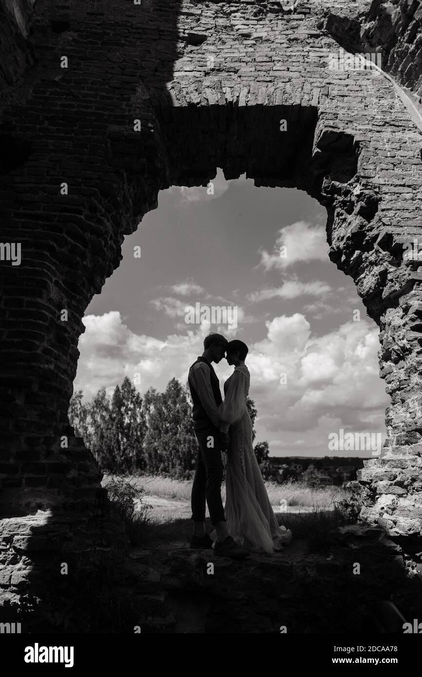 Very Nice Redhead Young Just Married Happy Couple Kissing In The Sunset