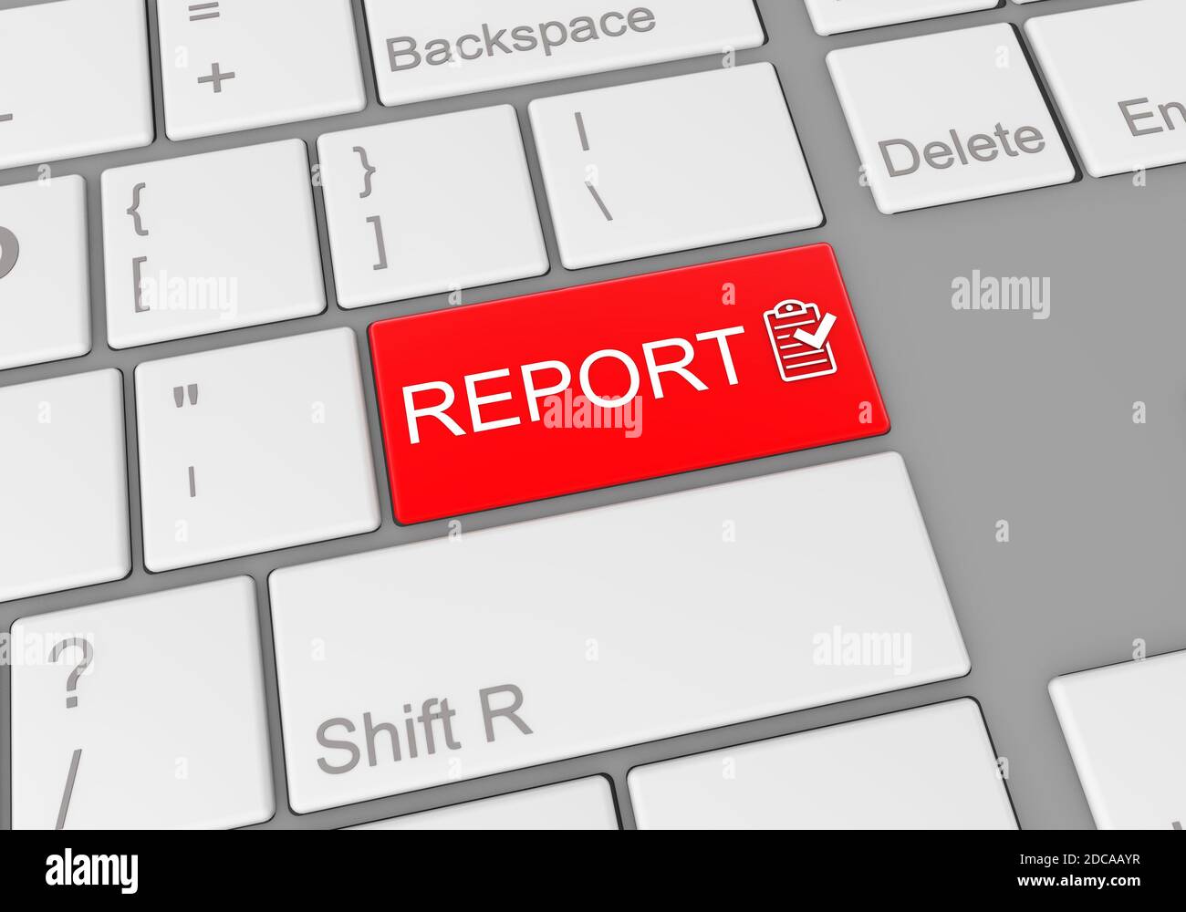 A special "report" button on a laptop keyboard Stock Photo - Alamy