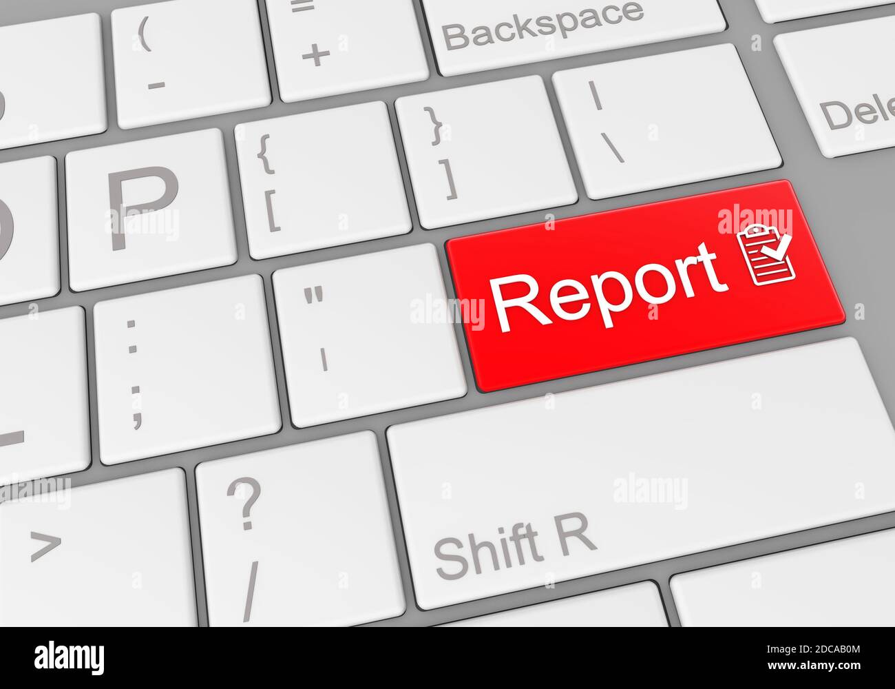 A special "report" button on a laptop keyboard Stock Photo - Alamy