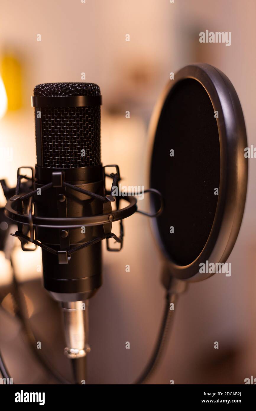 Microphone for podcast of famous influencer in home studio ready for ...