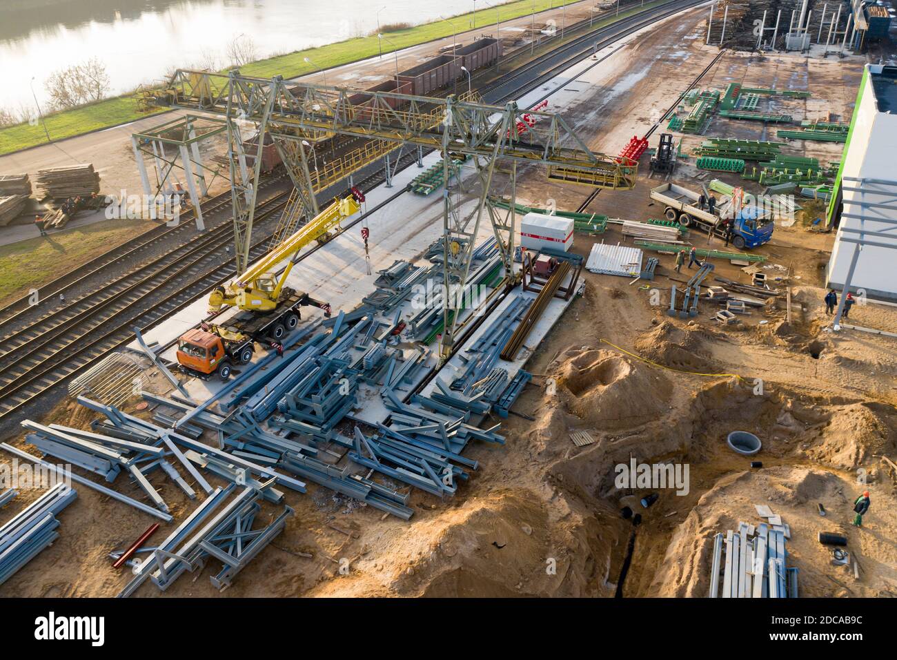 MOSTY, BELARUS - OCTOBER 2020: installation of a new production shop at ...