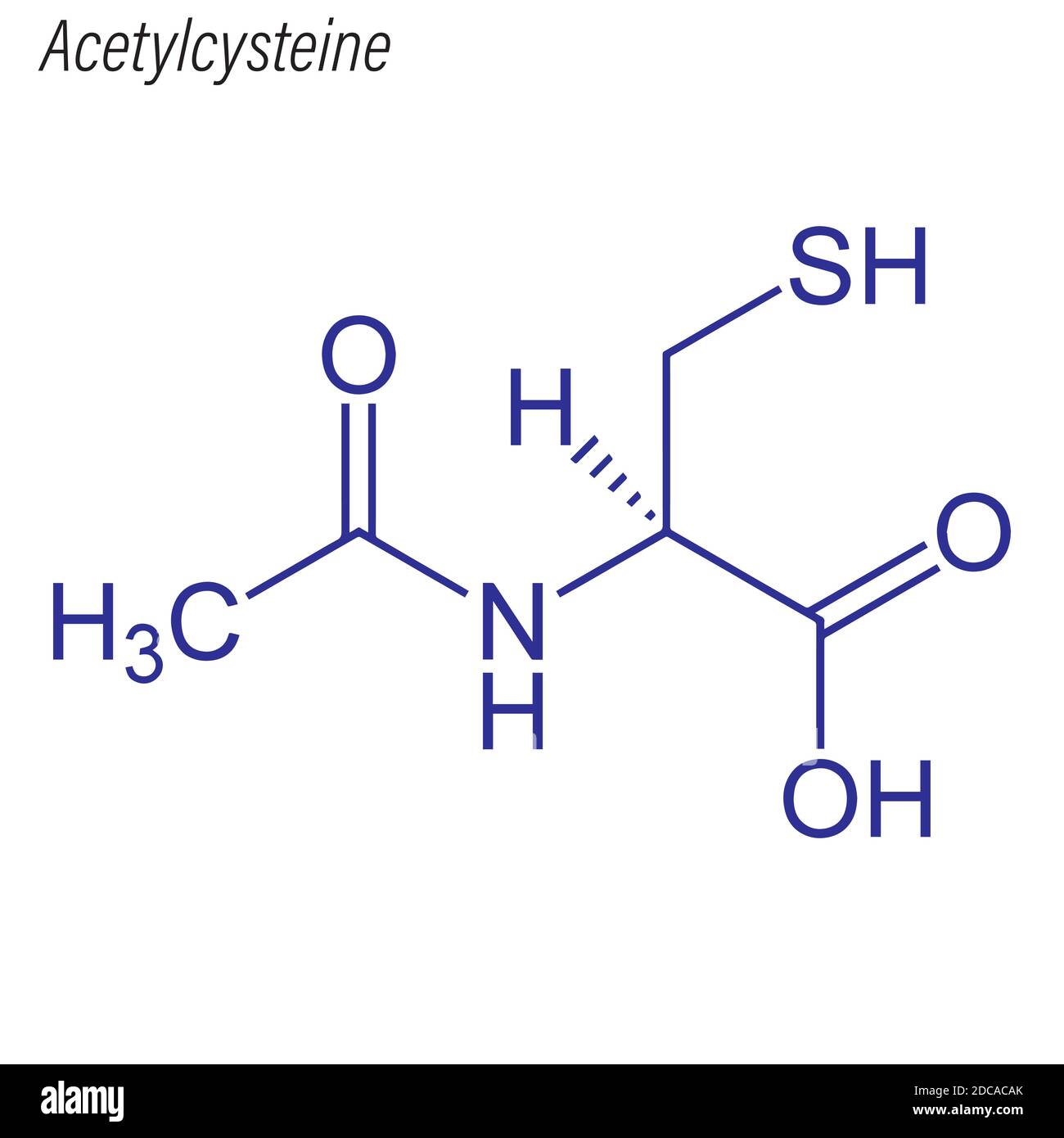 Skeletal formula of Acetylcysteine. Drug chemical molecule Stock Vector ...