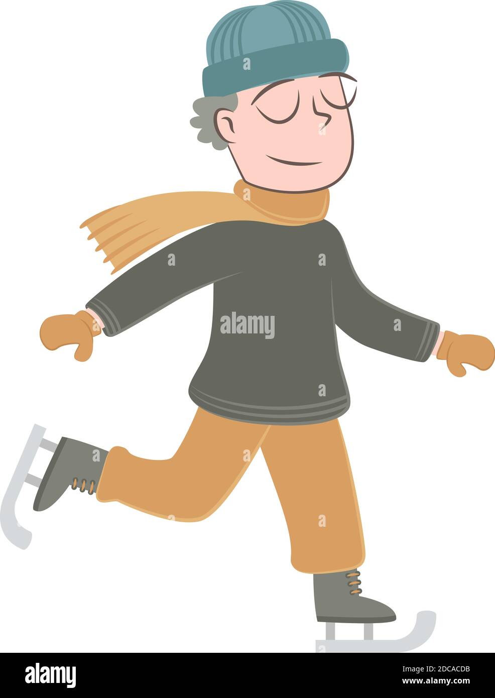 Retro style illustration of a little boy ice skating Stock Vector Image ...