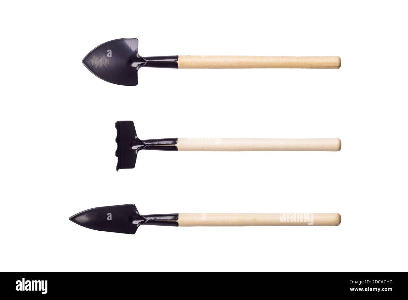 Floriculture tools set isolated on white background, shovel, rake ...