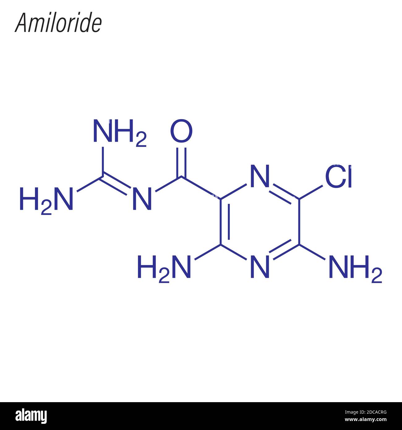 Skeletal formula of Amiloride. Drug chemical molecule Stock Vector ...