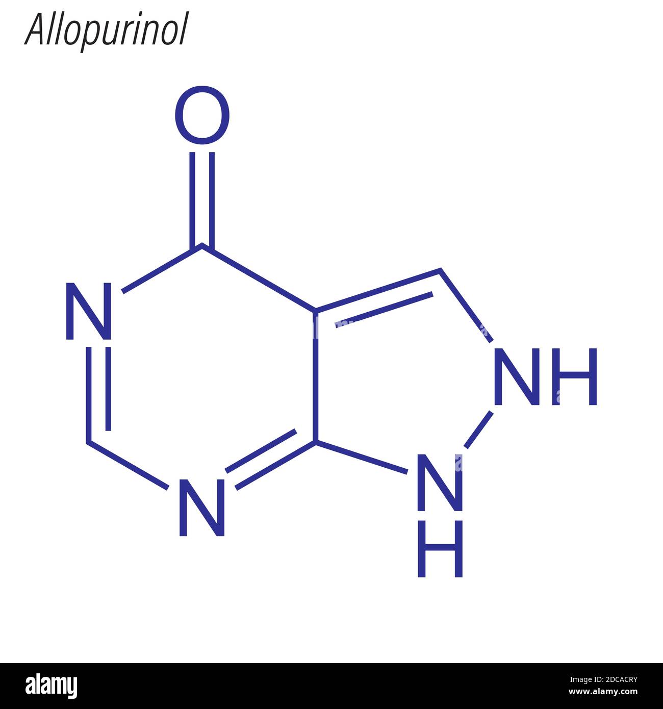 Skeletal formula of Allopurinol. Drug chemical molecule Stock Vector ...