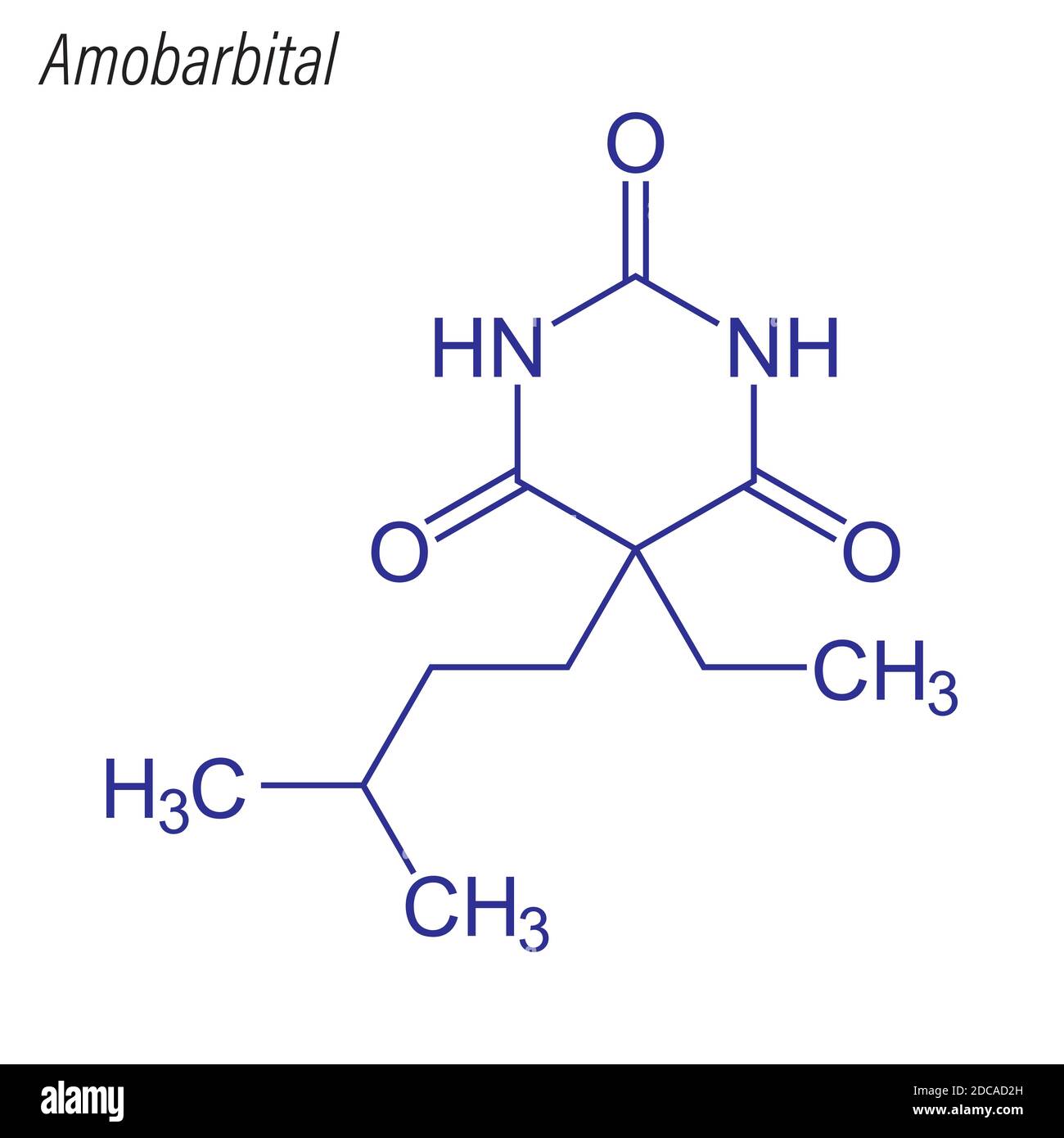 Skeletal formula of Amobarbital. Drug chemical molecule Stock Vector ...