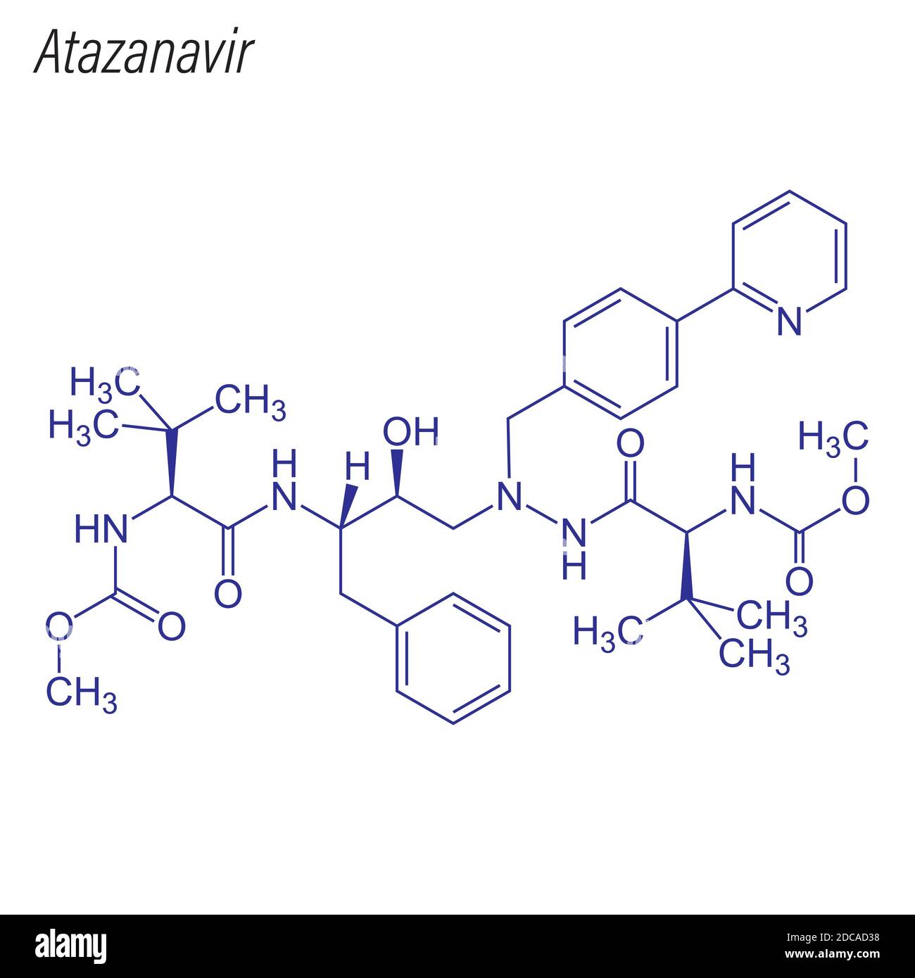 Skeletal formula of Atazanavir. Drug chemical molecule Stock Vector ...
