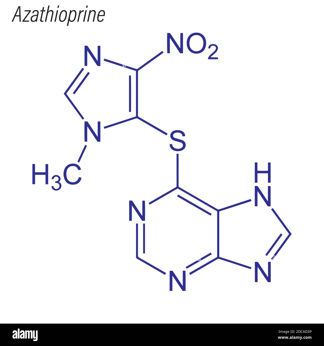 Skeletal formula of Azathioprine. Drug chemical molecule Stock Vector ...