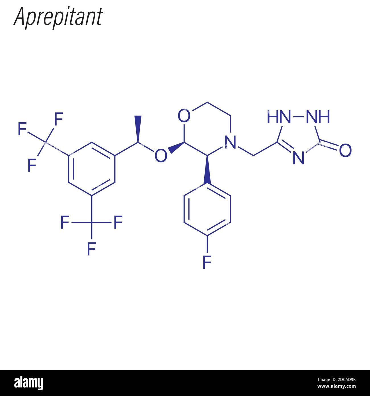 Skeletal formula of Aprepitant. Drug chemical molecule Stock Vector ...