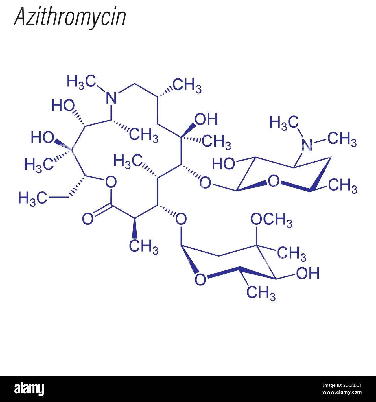 Skeletal formula of Azithromycin. Drug chemical molecule Stock Vector ...