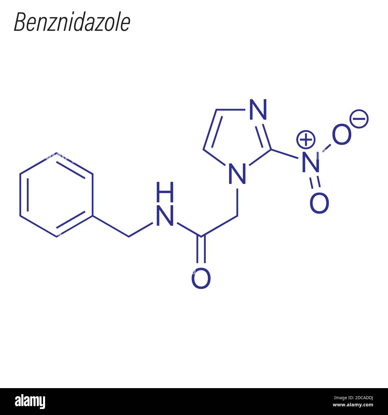 Skeletal formula of Benznidazole. Drug chemical molecule Stock Vector ...