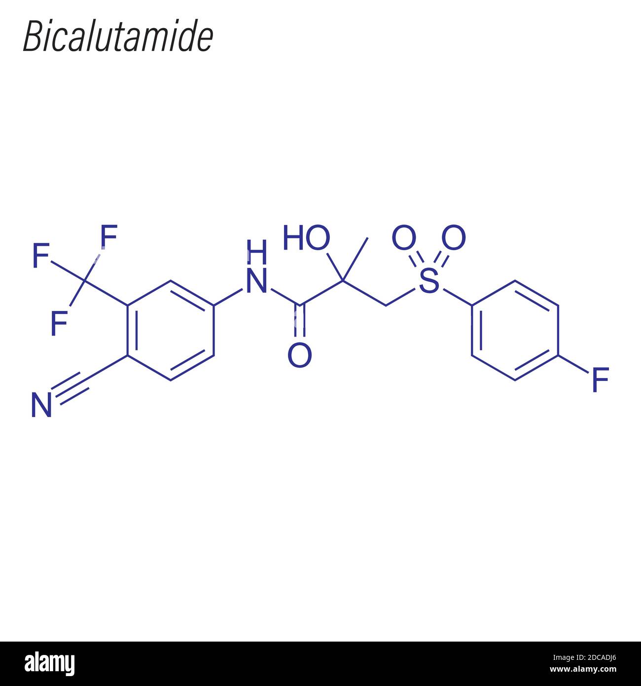 Skeletal formula of Bicalutamide. Drug chemical molecule Stock Vector ...