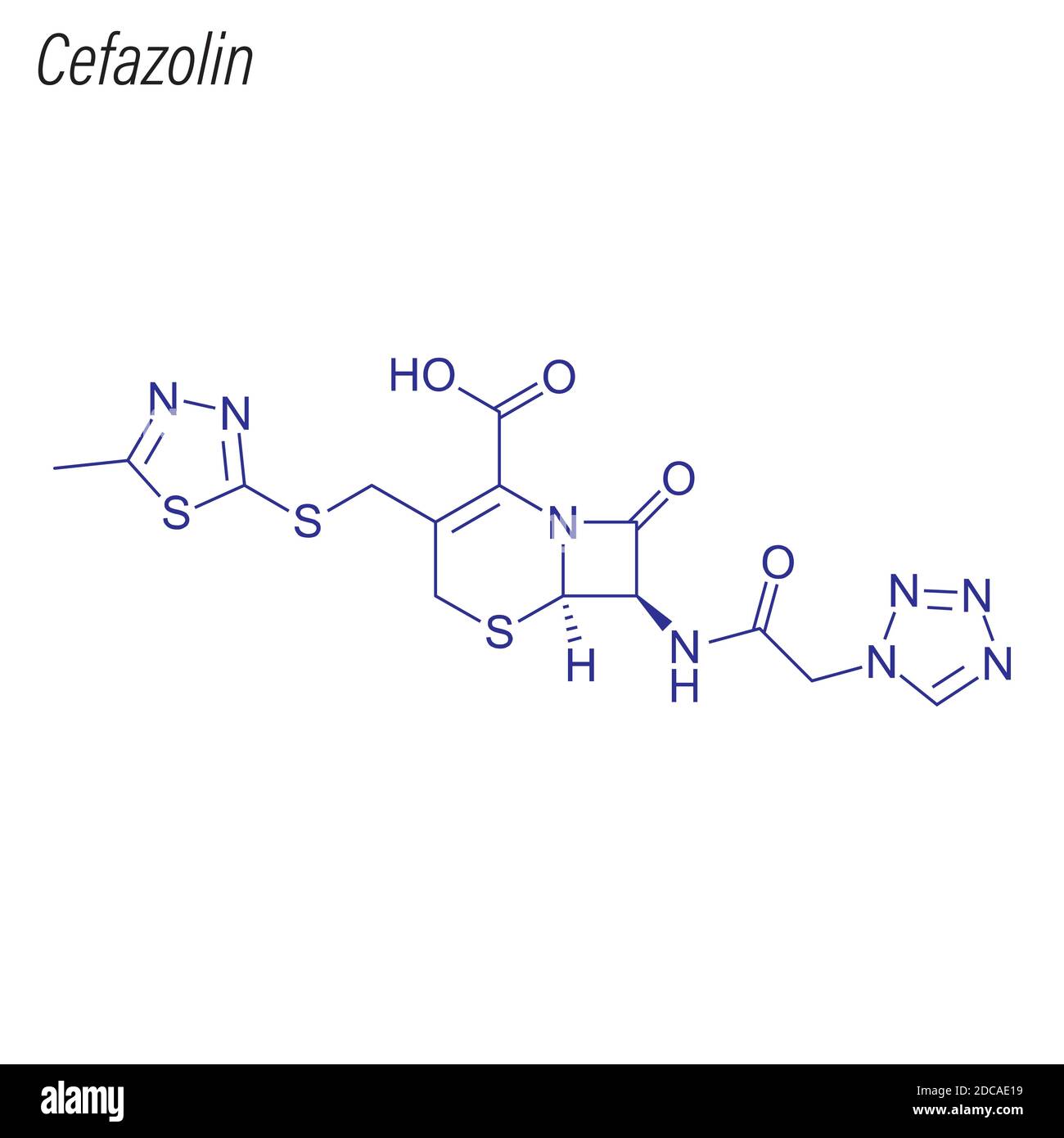Skeletal formula of Cefazolin. Drug chemical molecule Stock Vector ...