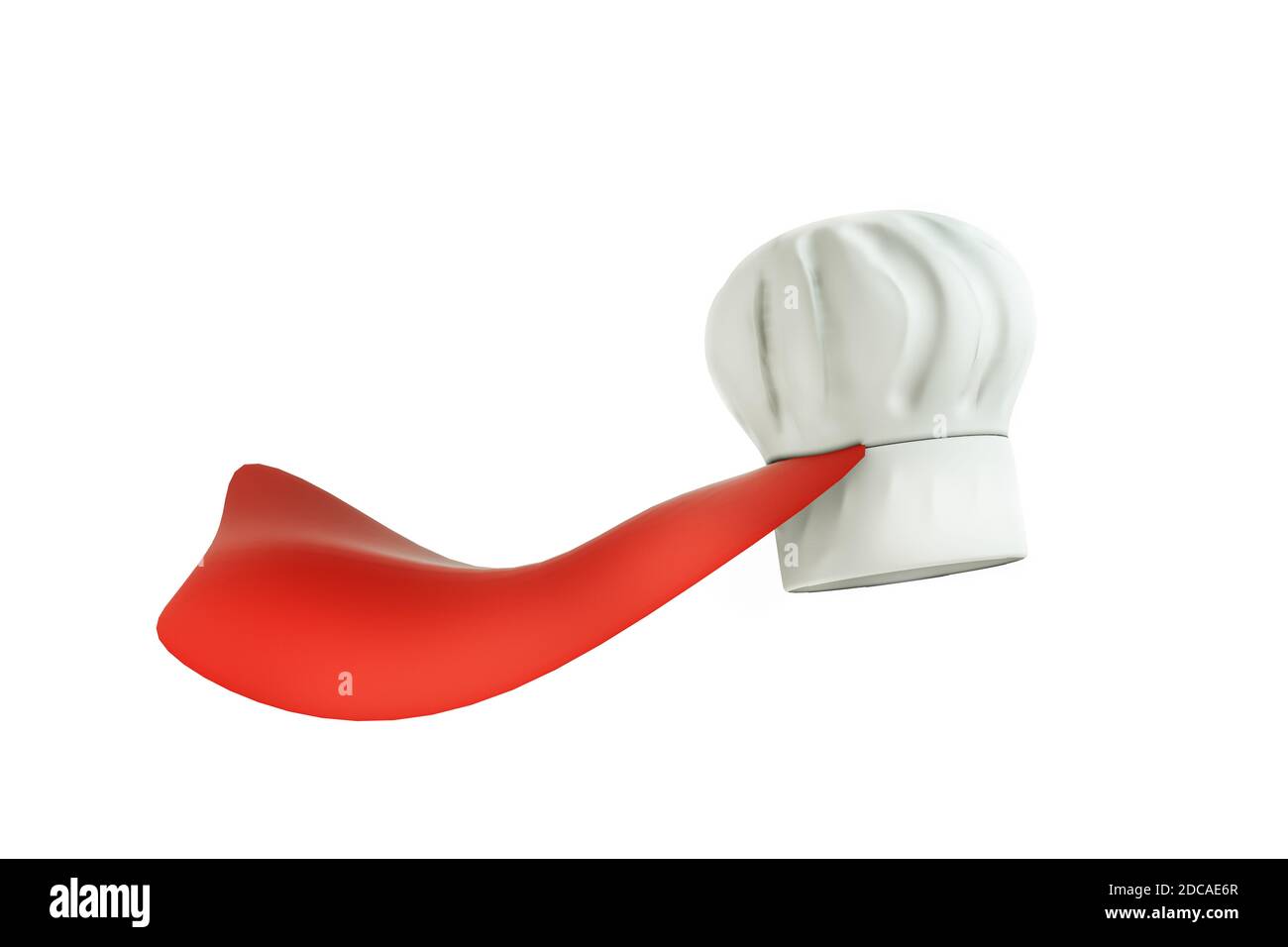 Chef hat in red superhero cape on white background. Power or cooking ...