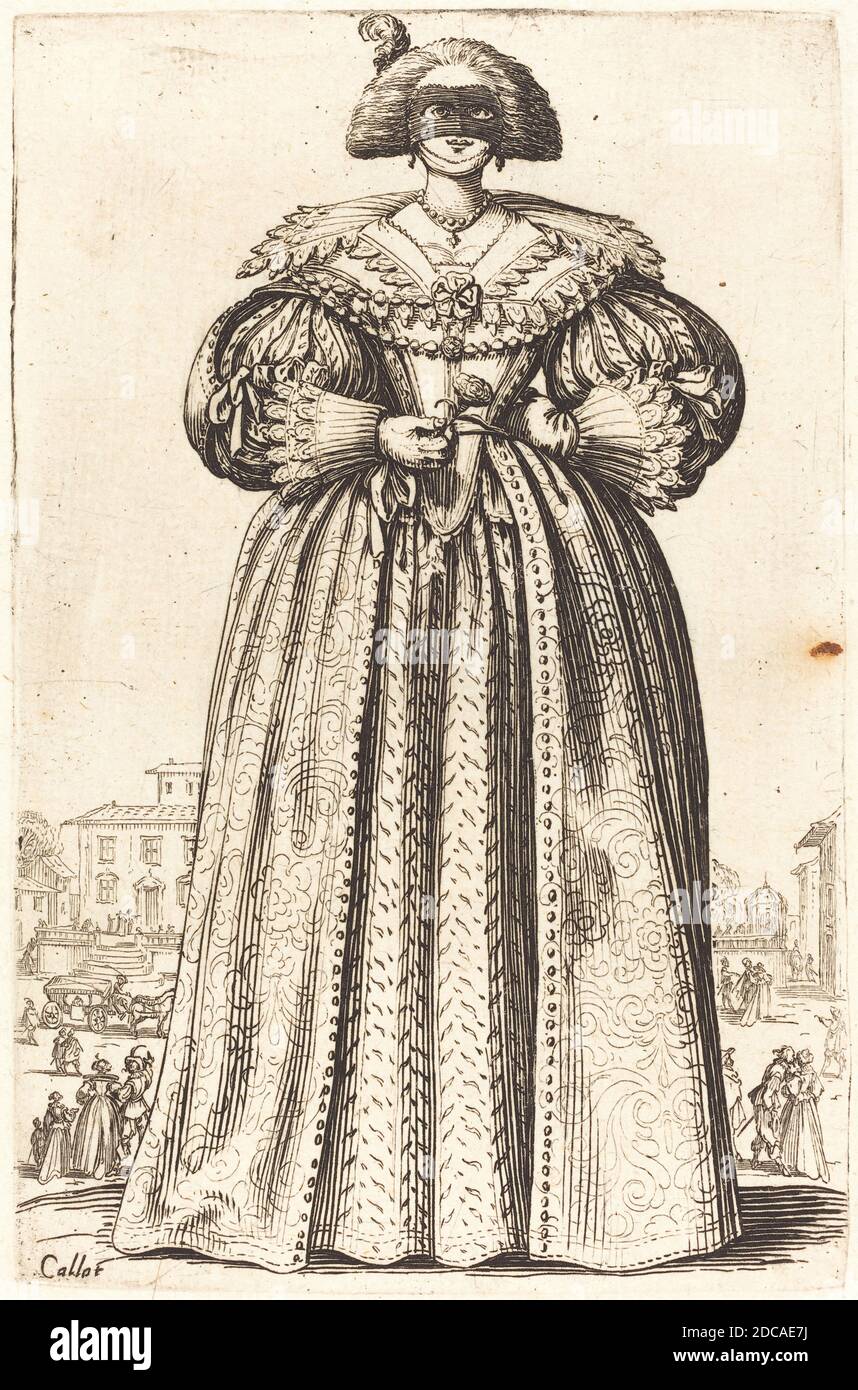 Jacques Callot, (artist), French, 1592 - 1635, Masked Noble Woman, The ...