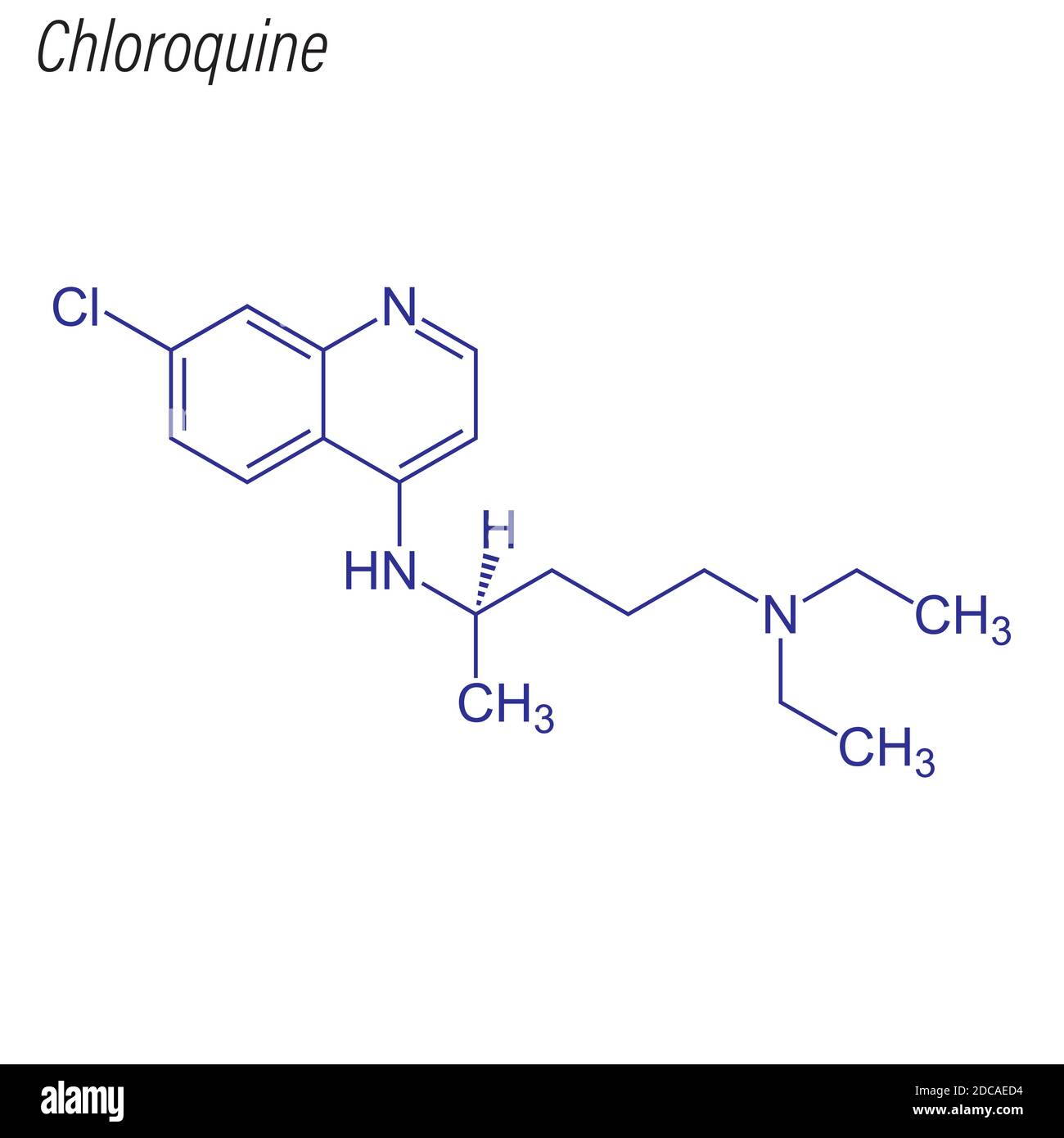 Skeletal formula of Chloroquine. Drug chemical molecule Stock Vector ...