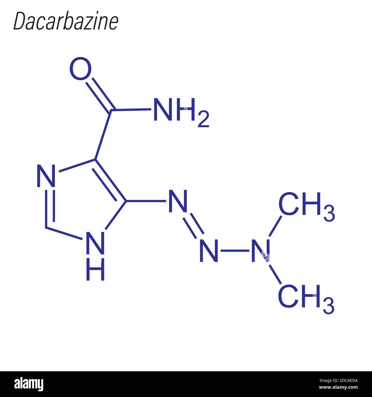 Skeletal formula of Dacarbazine. Drug chemical molecule Stock Vector ...