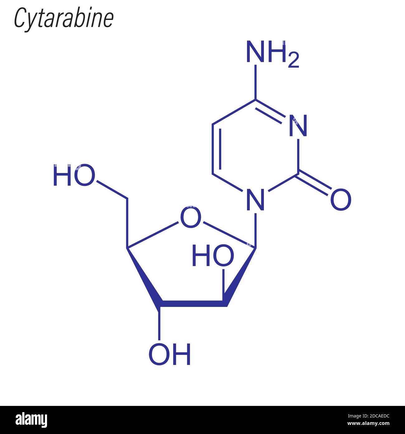 Skeletal formula of Cytarabine. Drug chemical molecule Stock Vector ...
