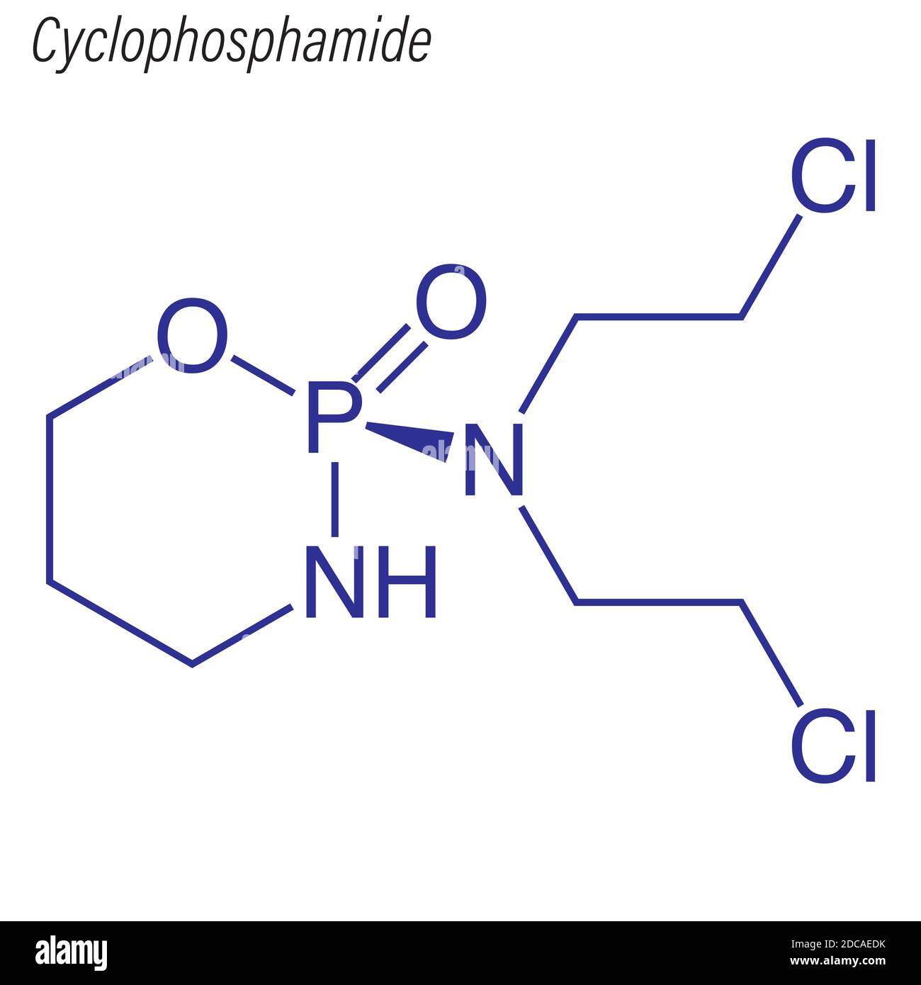 Skeletal formula of Cyclophosphamide. Drug chemical molecule Stock ...