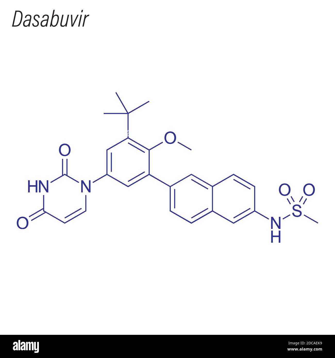 Skeletal formula of Dasabuvir. Drug chemical molecule Stock Vector ...